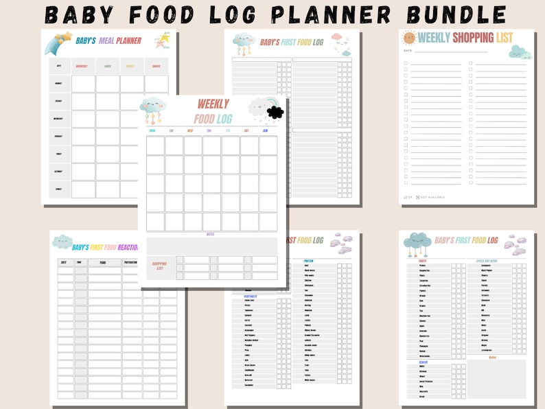 Baby First Food Planner Checklist Baby Food Diary Tracker Printable ...