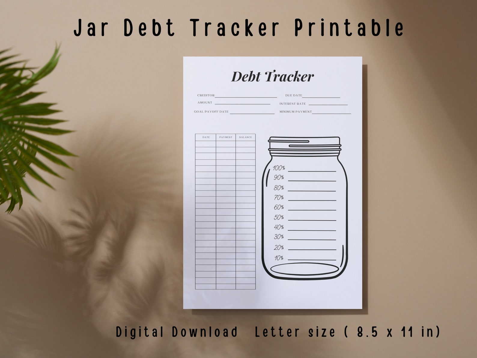 Debt Snowball Budgeting Payments Tracker - Debt Jar, Finance Expenses ...