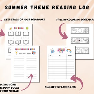 Summer Reading List Teens, Kids Reading Log Coloring Bookmarks Children ...