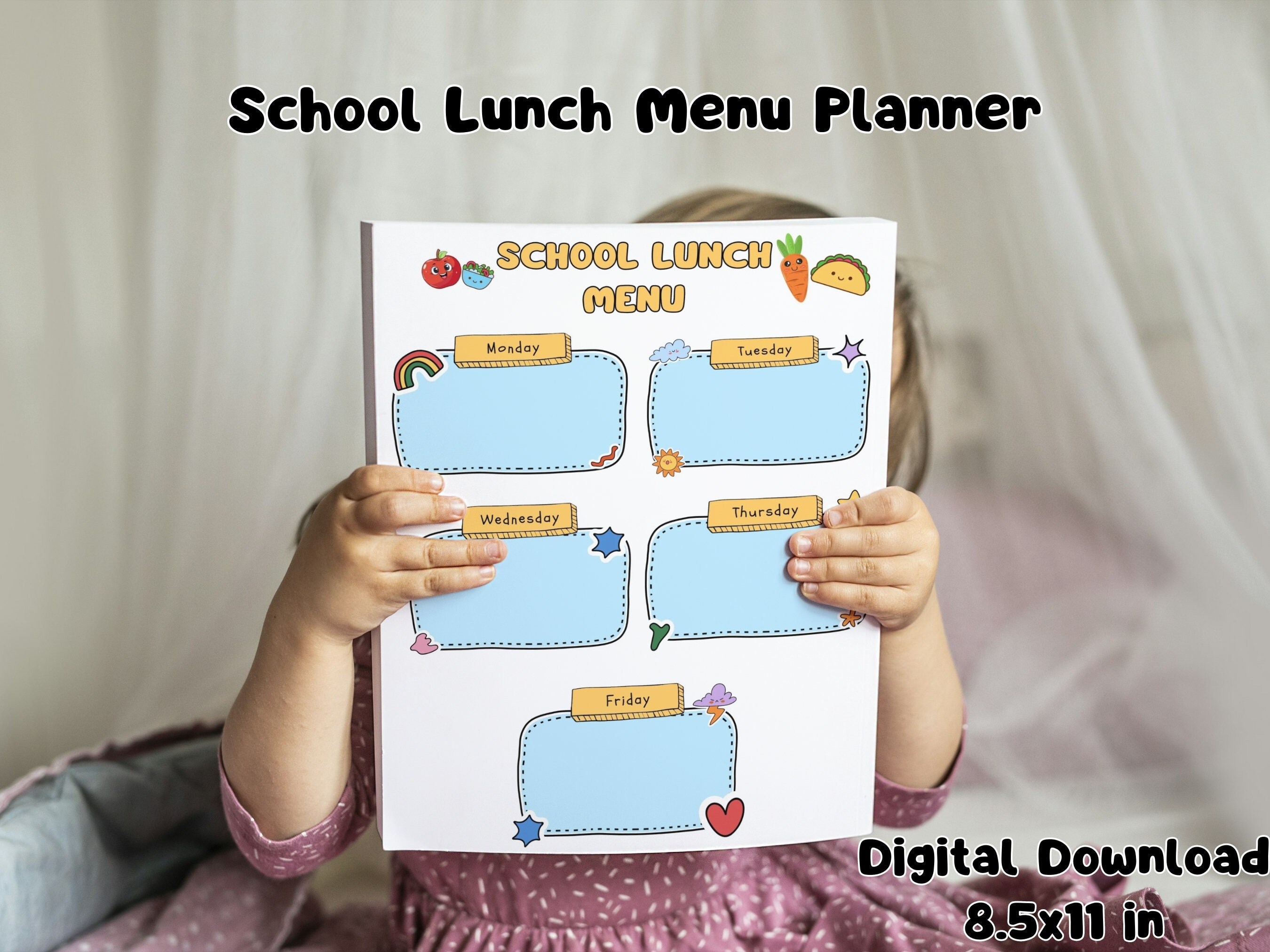 Back to School Lunch Menu Planner, Meal Planning for Kids, Perfect for ...