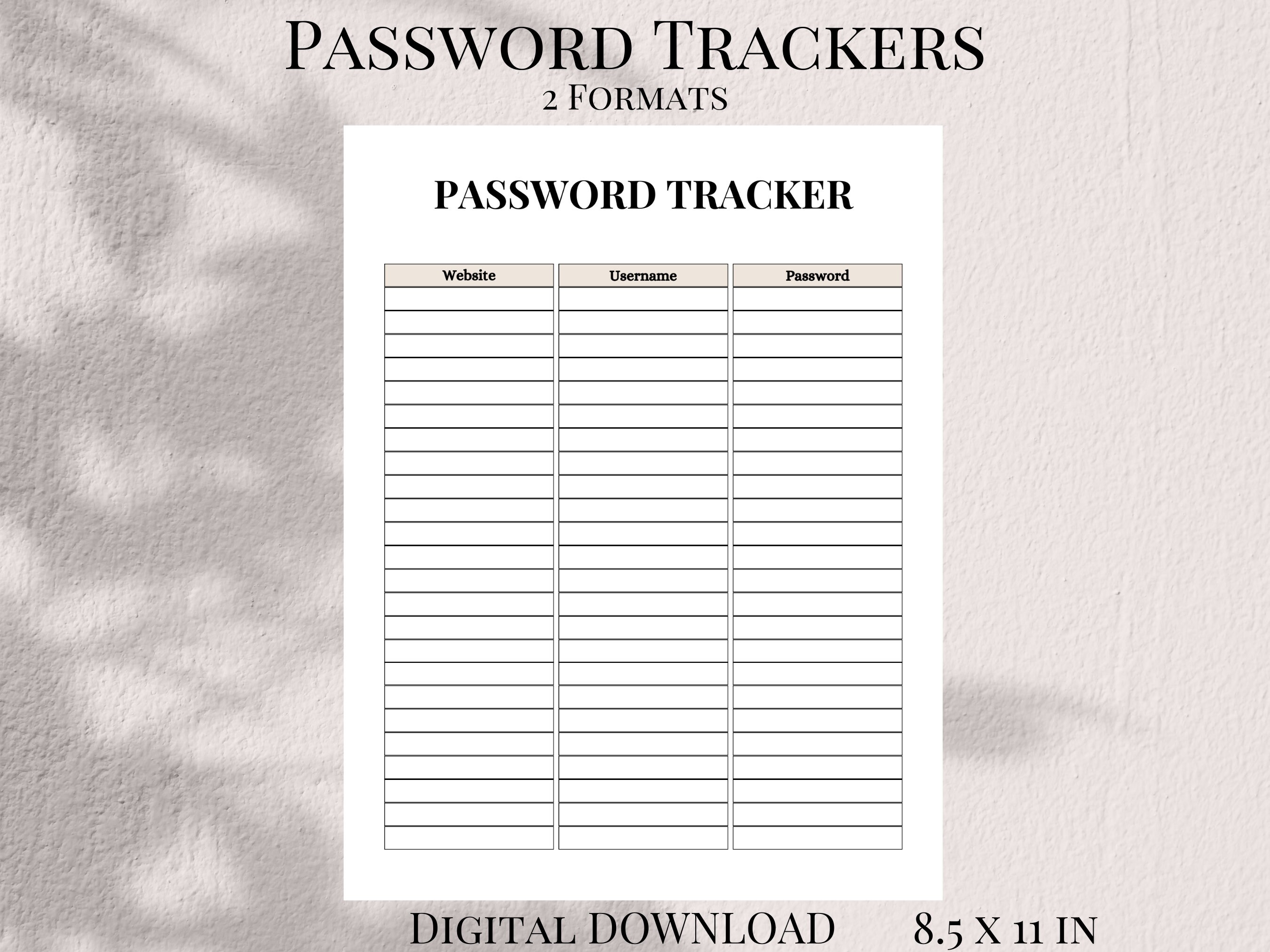 Password Log Printable, Password Tracker, Password Keeper, PDF Password ...