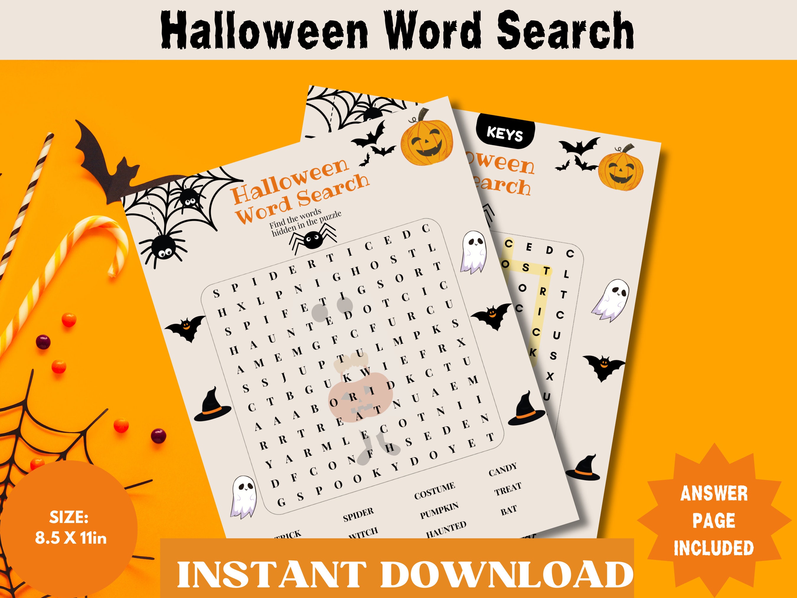 Halloween Word Search for Kids, Classroom Word Find Halloween ...