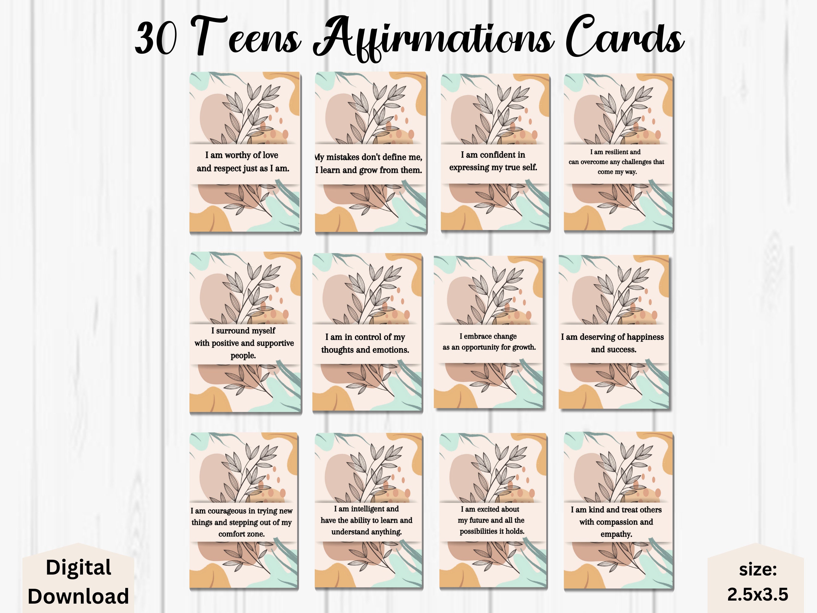 Teen Confidence Booster Affirmation Cards 30 Daily Inspirational ...