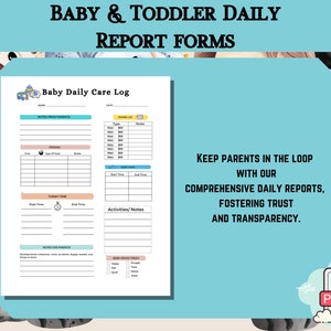 Childcare Daily Log Report Forms Baby and Toddler Activity Log Perfect ...