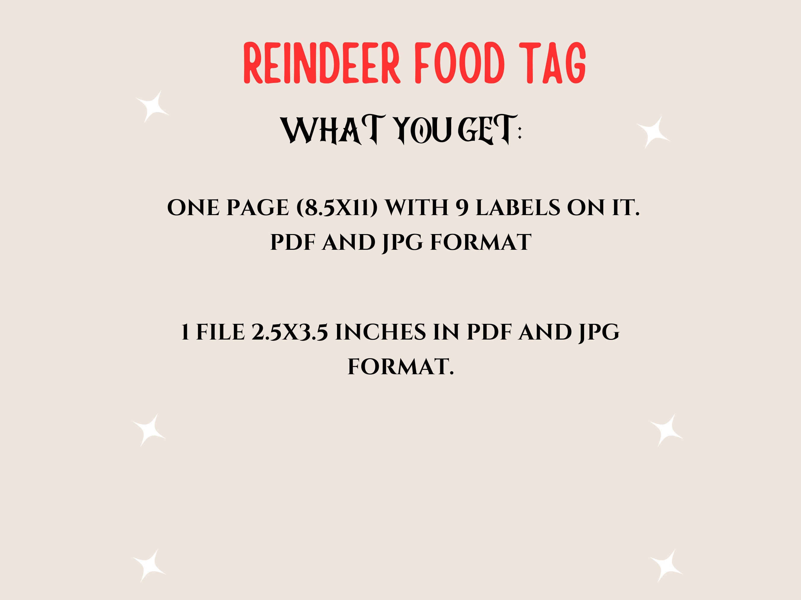 Magic Reindeer Food Tag Reindeer Food Labels Christmas Eve Tradition ...