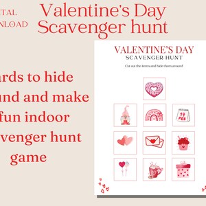 Printable Valentine's Scavenger Hunt, Kids Home Treasure Hunt Activity ...