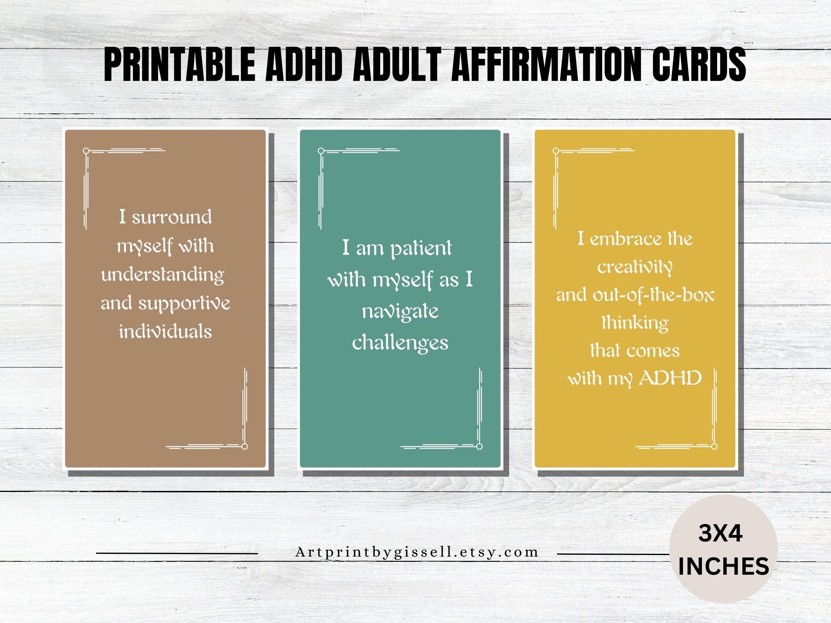 Printable Affirmation Cards Mindful Affirmation Cards for ADHD Adults ...