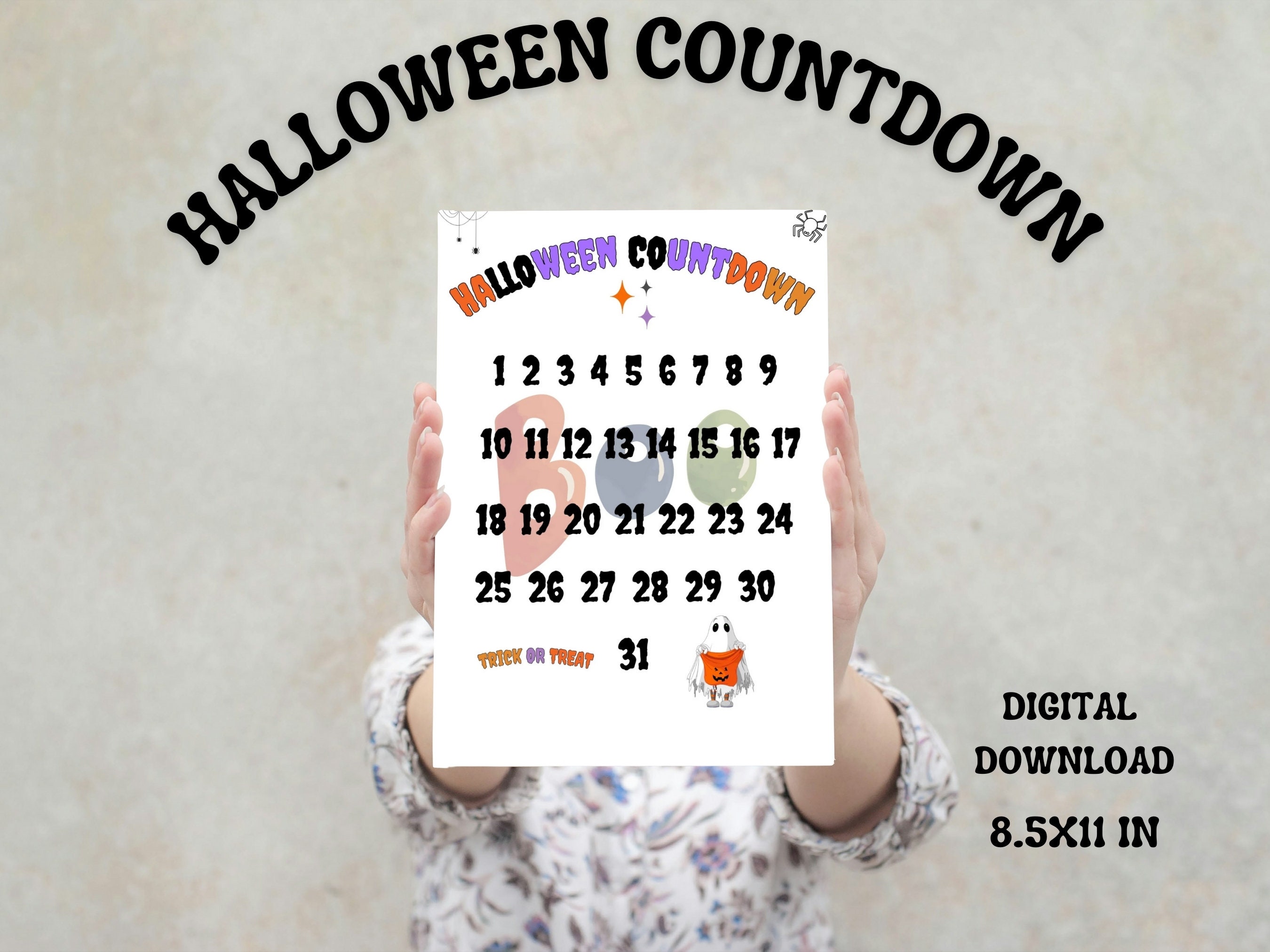 Halloween Countdown Printable, Halloween Advent Calendar Gift, Fall ...