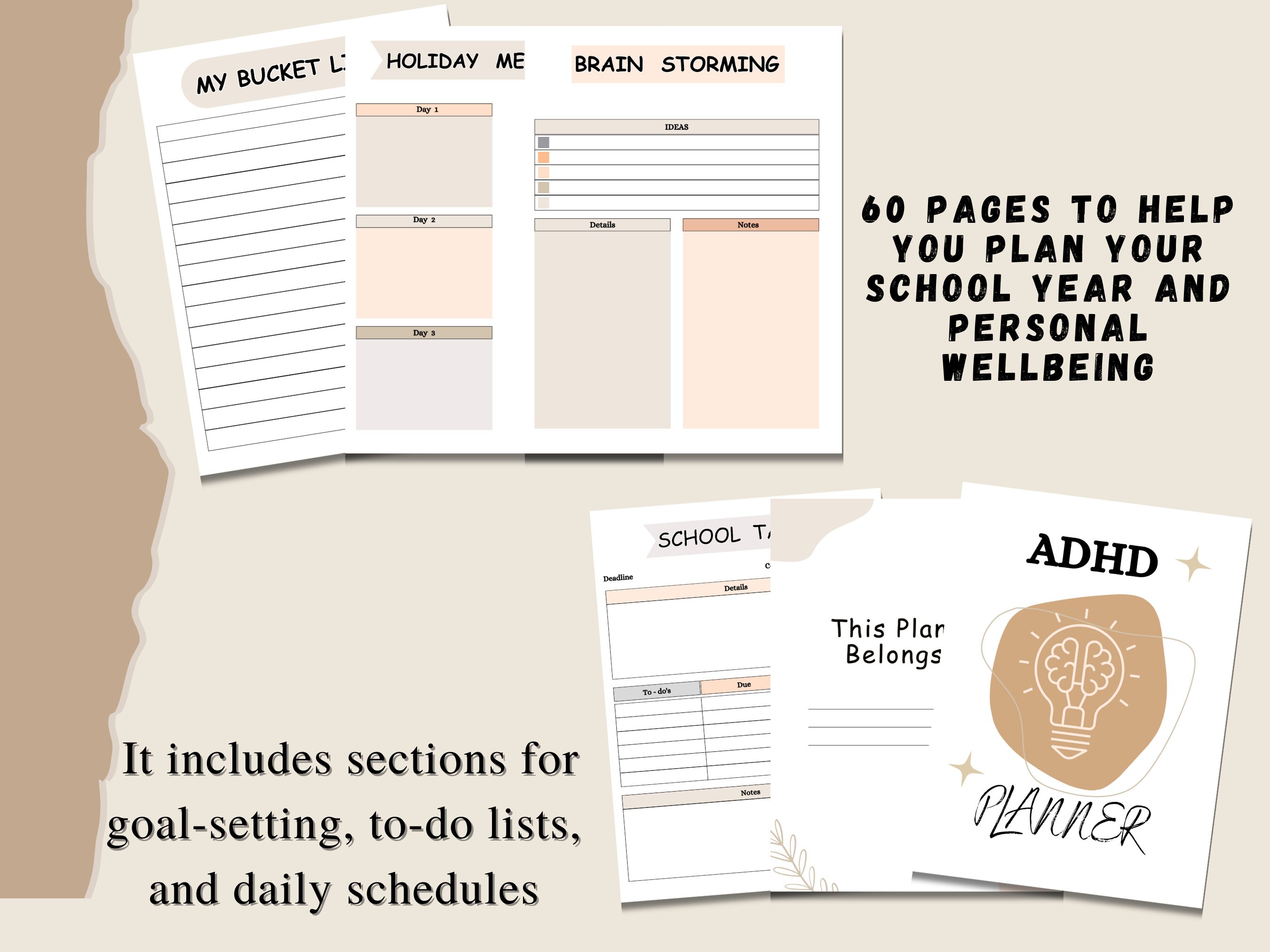 ADHD Planner for Kids Printable School Planner & Organizer/ Teens ADHD ...