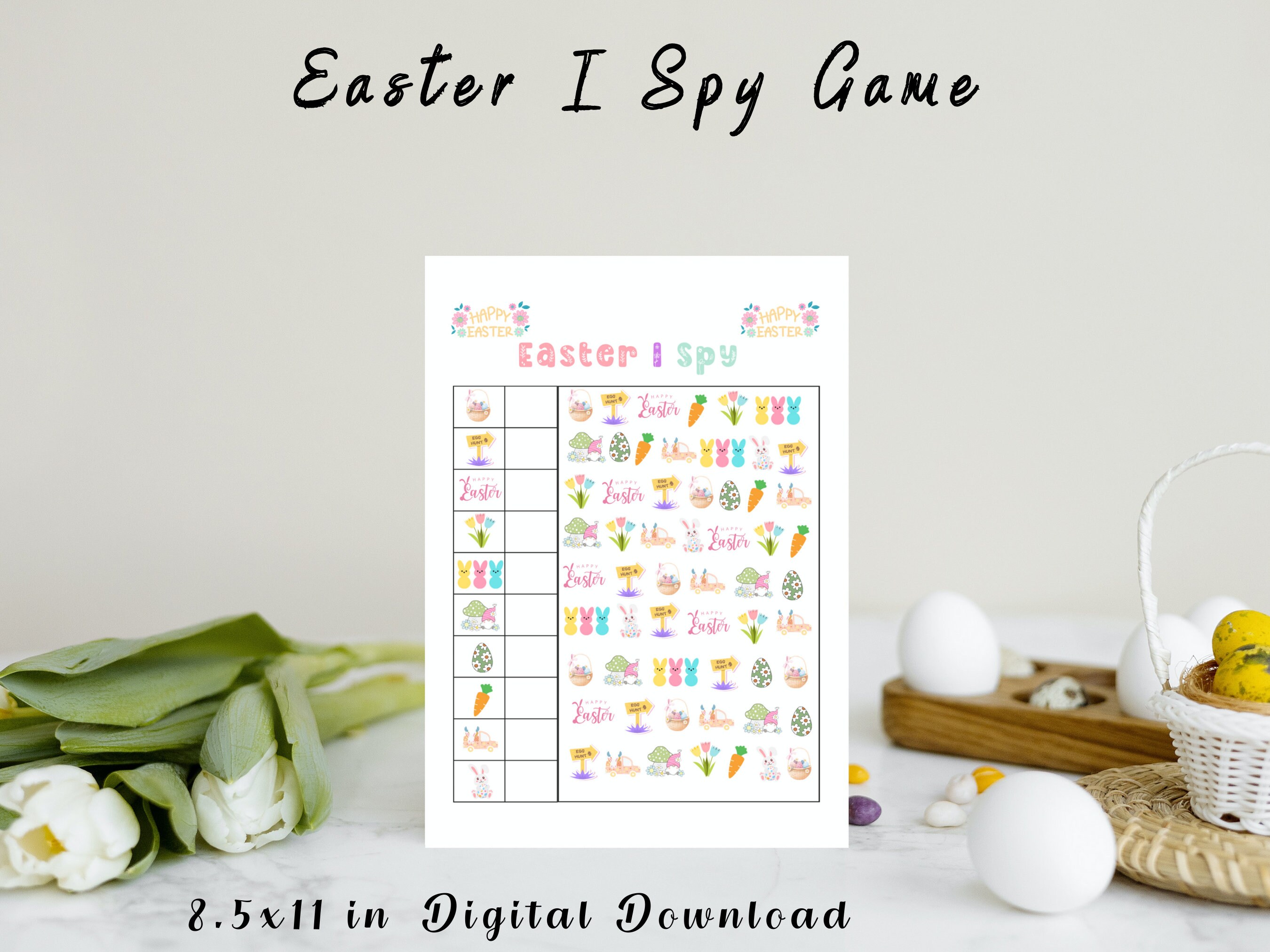 Printable I Spy Easter Activity Fun Look and Find Activity, Interactive ...