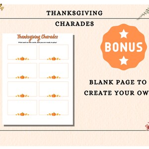 Thanksgiving Family Fun Charades Game, Printable Pictionary Trivia, Act ...