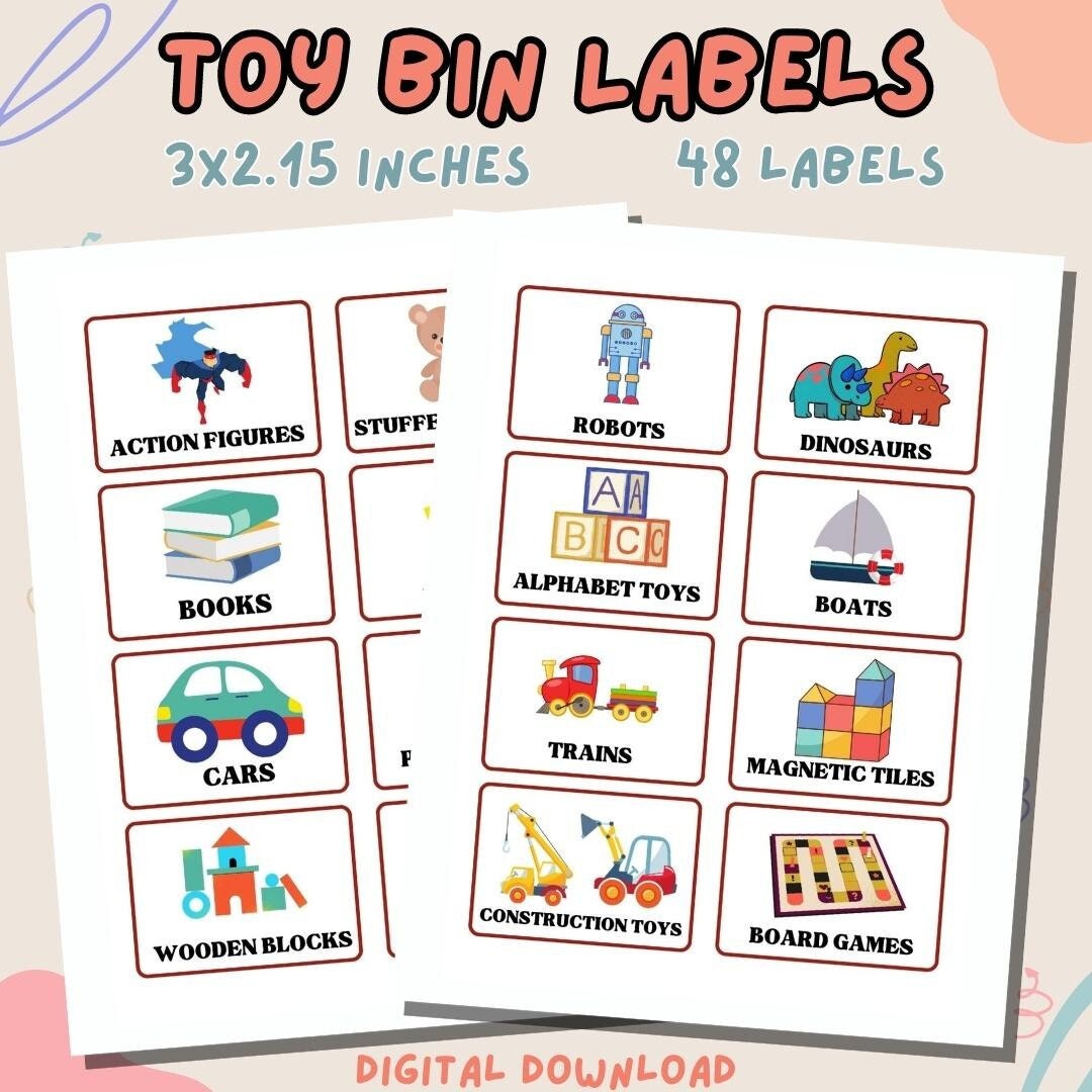 Toy Storage Bin and Organization Labels Printable Kid's Toys and Book ...