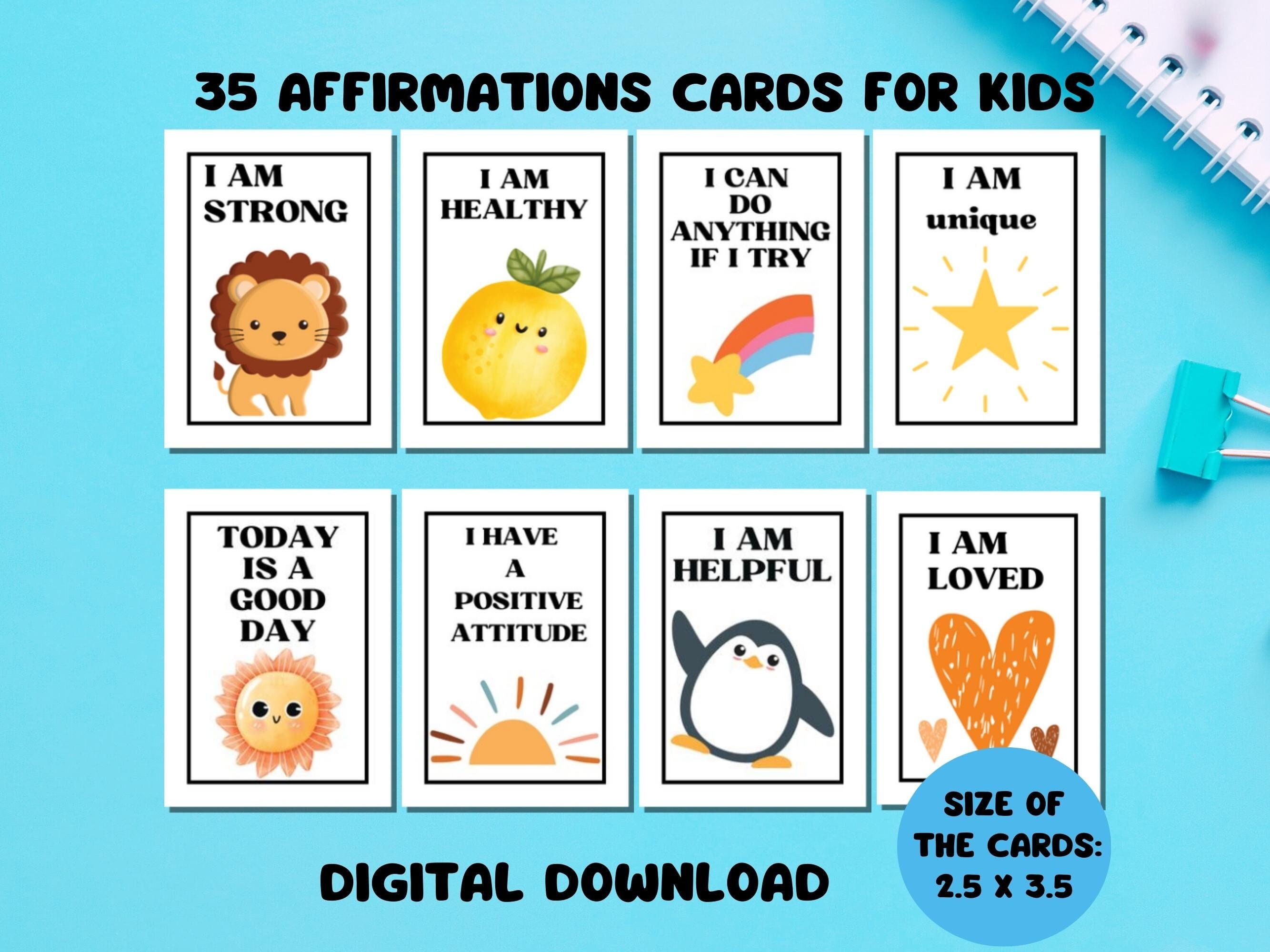 I Am Affirmations Cards Kids Daily Affirmations Flashcards Mindfulness ...