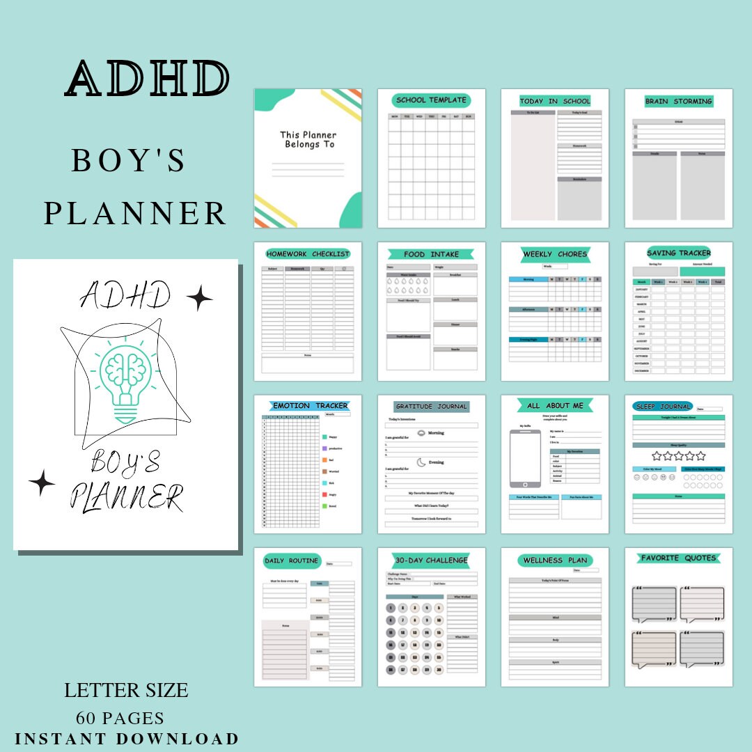 ADHD Planner for Kids Printable School Planner & Organizer/ - Etsy