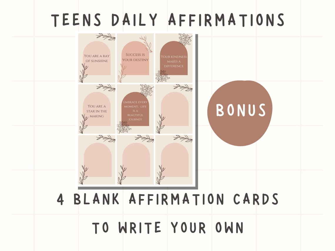 Positive Affirmation Cards for Teen Girls, I Am Affirmations, Teen Self ...