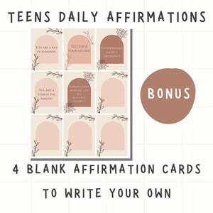 Positive Affirmation Cards for Teen Girls, I Am Affirmations, Teen Self ...