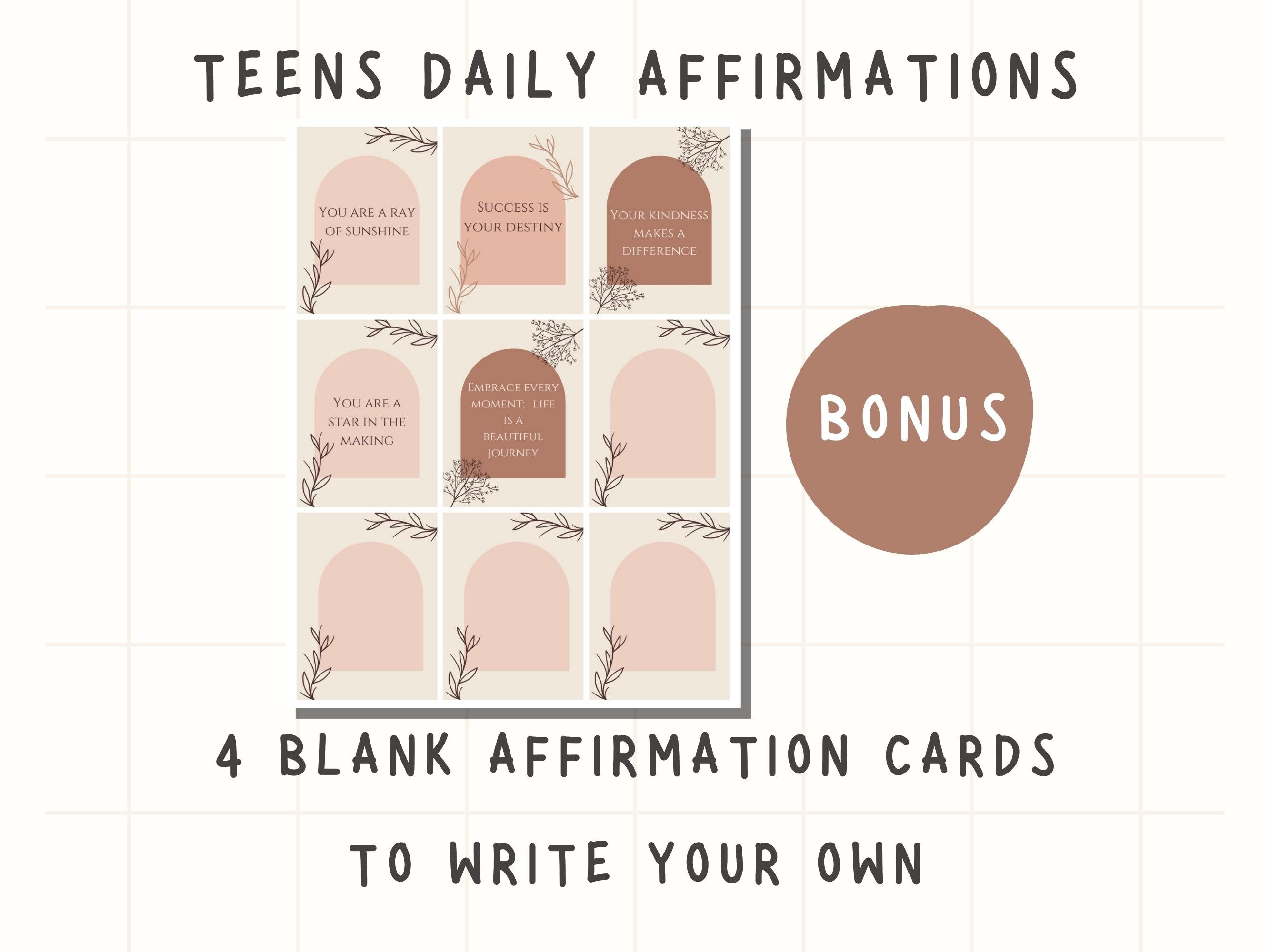 Positive Affirmation Cards for Teen Girls, I Am Affirmations, Teen Self ...