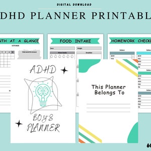 ADHD Planner for Kids Printable School Planner & Organizer/ Teens ADHD ...