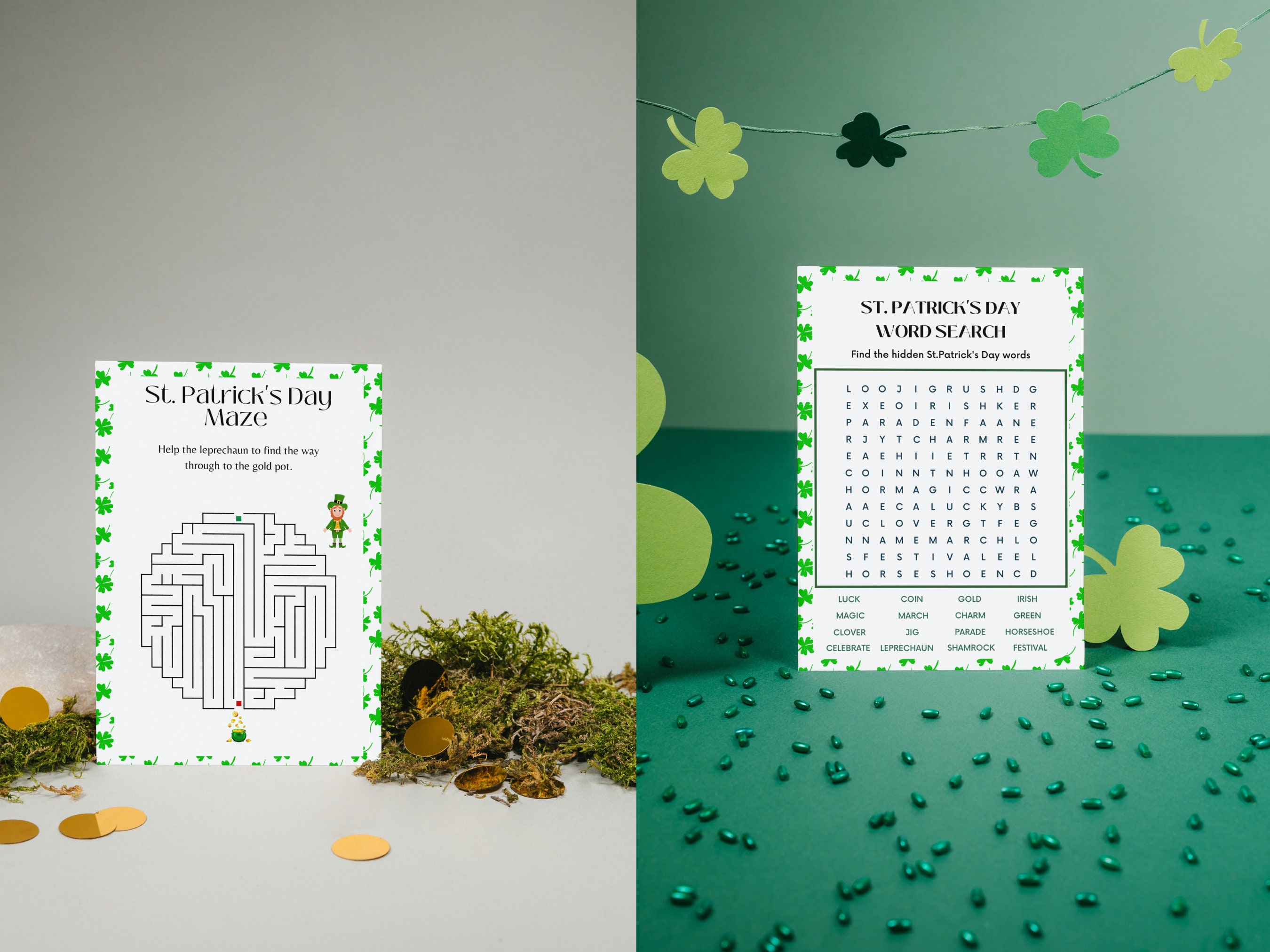 St. Patrick's Day Kids Activities Word Search, I Spy, Maze, Unscramble ...