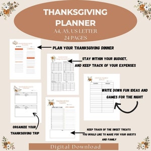 Thanksgiving Planner Turkey Day Thanksgiving Bundle Holiday Menu ...