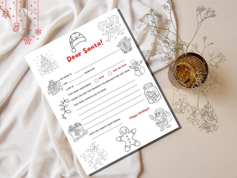 Dear Santa Letter Coloring Page Christmas Wish List Christmas Kids ...