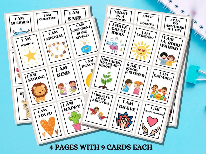 I Am Affirmations Cards Kids Daily Affirmations Flashcards Mindfulness ...