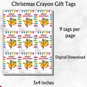 Christmas Crayons Gift Tag Holiday Class Gift From Teacher to Students ...