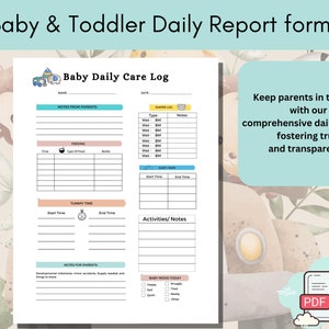 Childcare Daily Log Report Forms Baby and Toddler Activity Log - Etsy