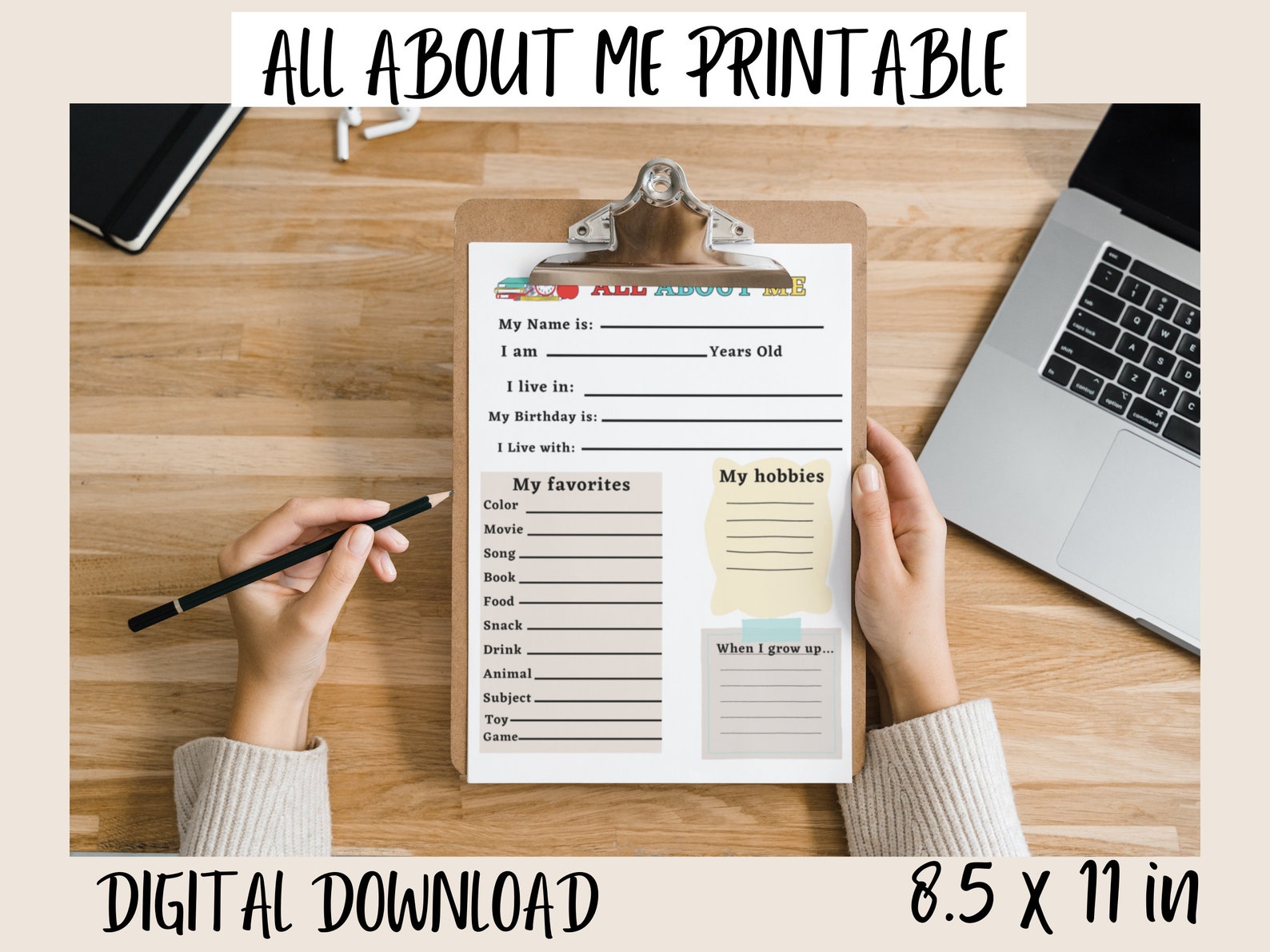 Back to School All About Me Student Worksheet First Day of School About ...