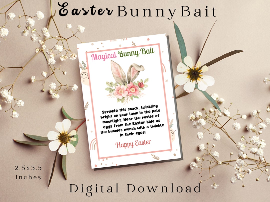 Printable Easter Bunny Bait Card - Adorable Bunny Food Tag, Perfect for ...