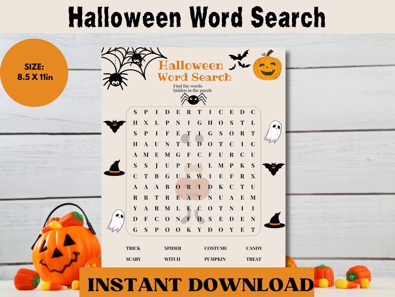 Halloween Word Search for Kids, Classroom Word Find Halloween ...