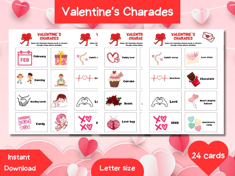 Valentine's Charades Game for Kids - Fun & Educational Holiday Party ...
