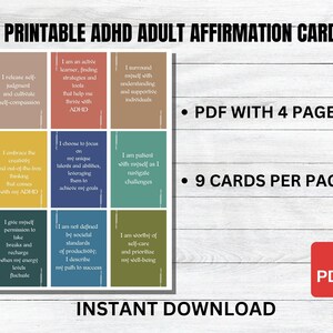 Printable Affirmation Cards Mindful Affirmation Cards for ADHD Adults ...