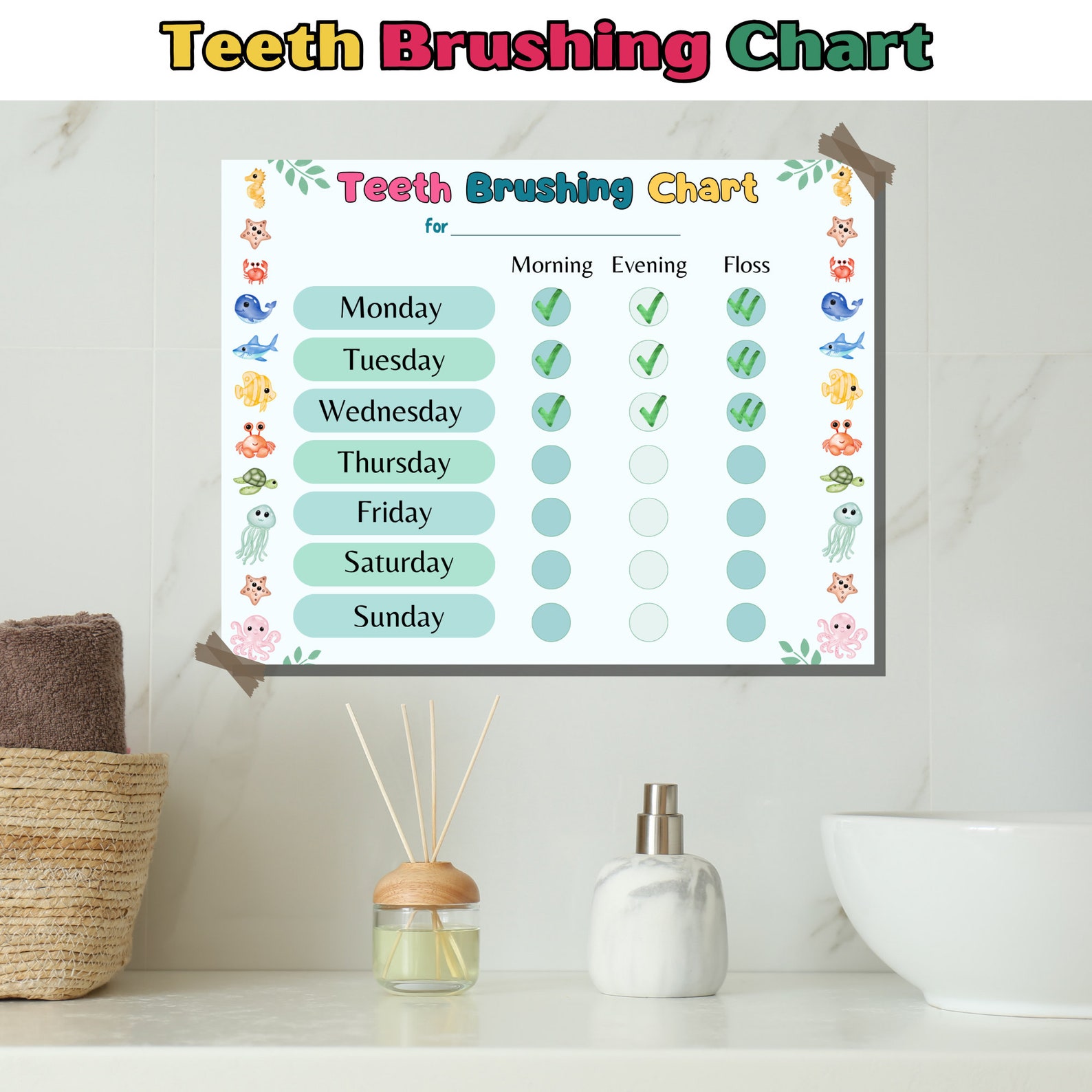 Printable Teeth Brushing Routine for Kids & Toddlers, Chore Chart Kids ...
