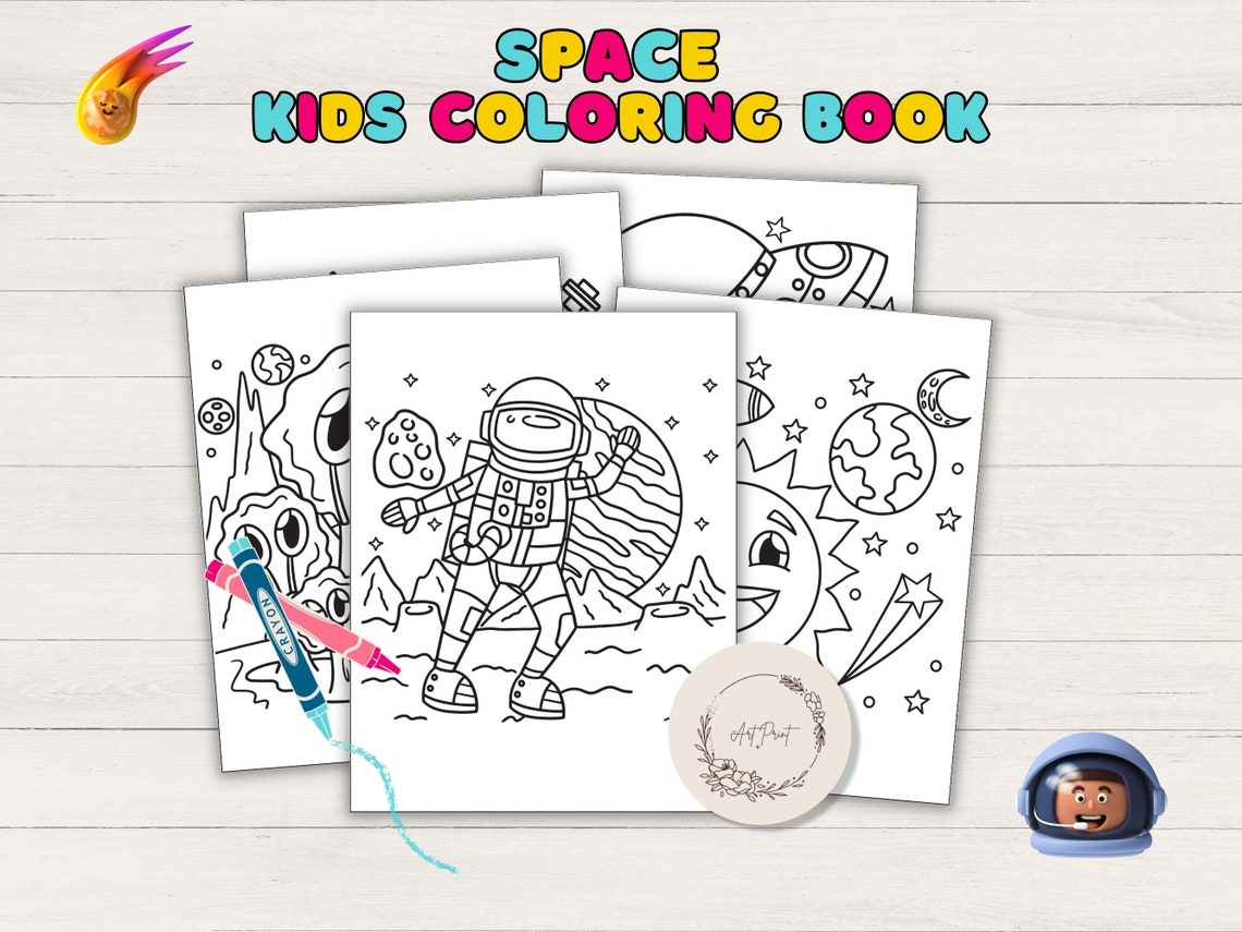 Space-themed Coloring Pages Space Planets Coloring Book Summer Activity ...