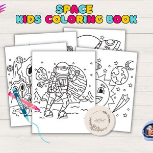 Space-themed Coloring Pages Space Planets Coloring Book Summer Activity ...