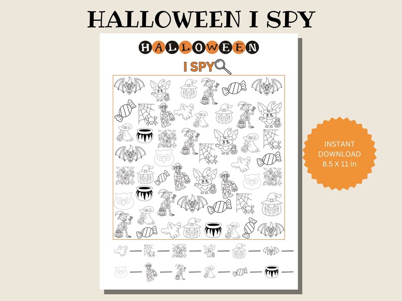 Halloween I SPY Printable Fun Search and Find Activity for Kids and ...