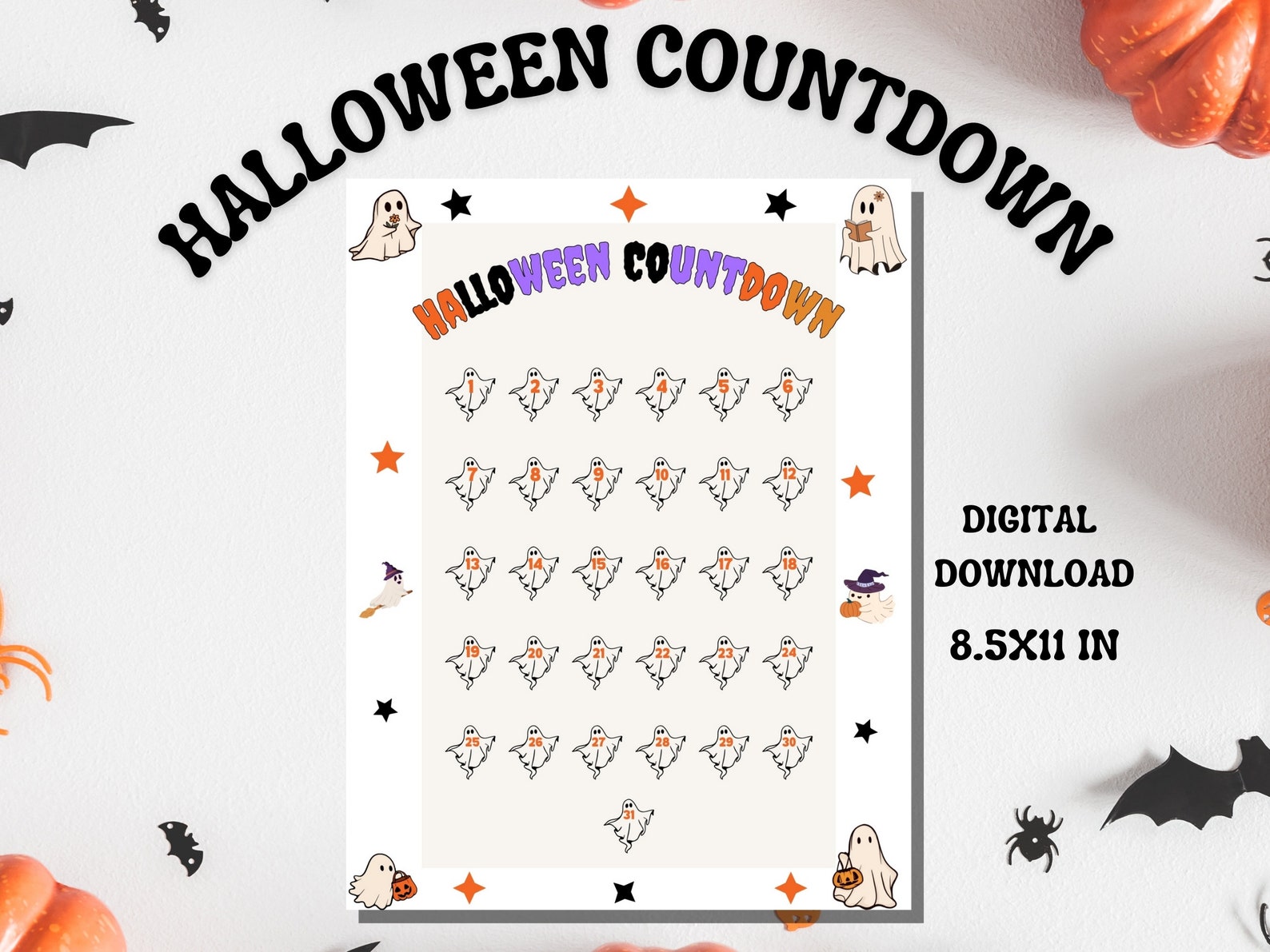 Halloween Countdown Printable, Halloween Advent Calendar Gift, Fall ...