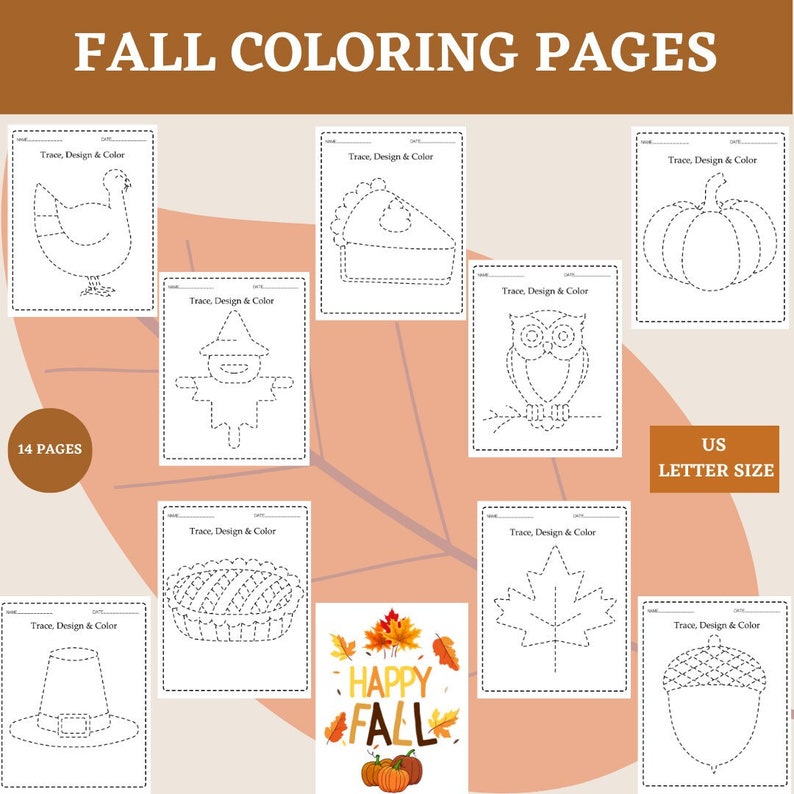 Fall Coloring Pages Thanksgiving Favor Party Activity School Coloring ...