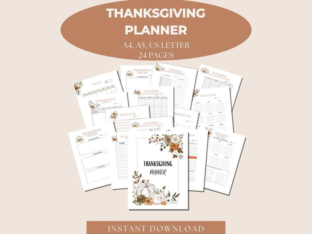 Thanksgiving Planner Turkey Day Thanksgiving Bundle Holiday Menu ...