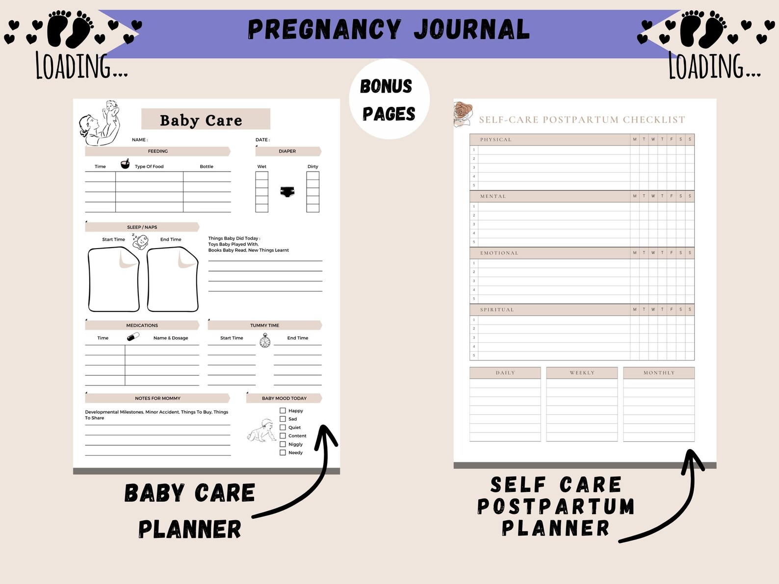Printable Pregnancy Journal Planner for Moms Digital Download Weekly ...