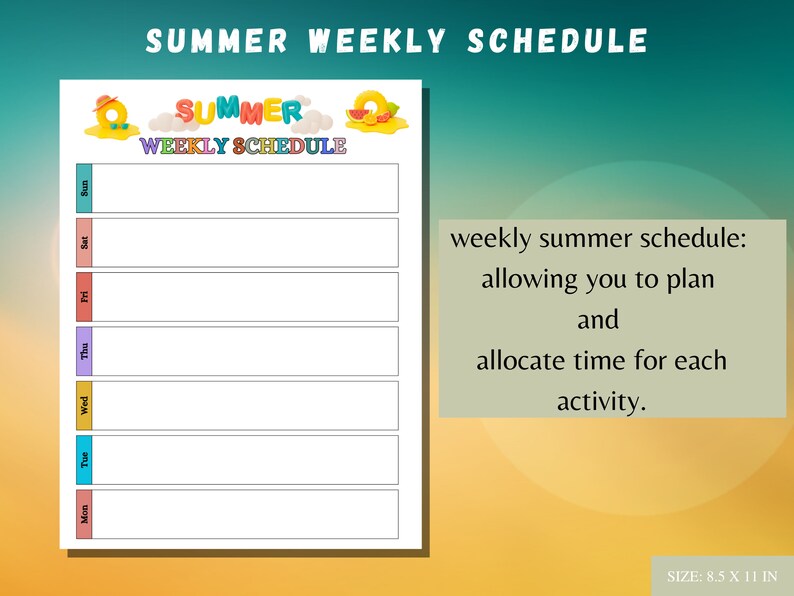 Summer Bucket List Planner Kids' Fun Activities Printable Weekly Summer ...