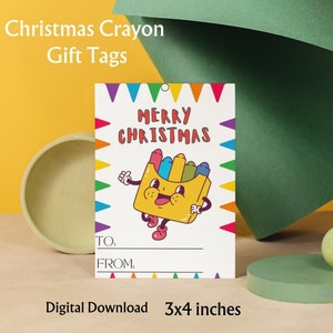 Christmas Crayons Gift Tag Holiday Class Gift From Teacher to Students ...