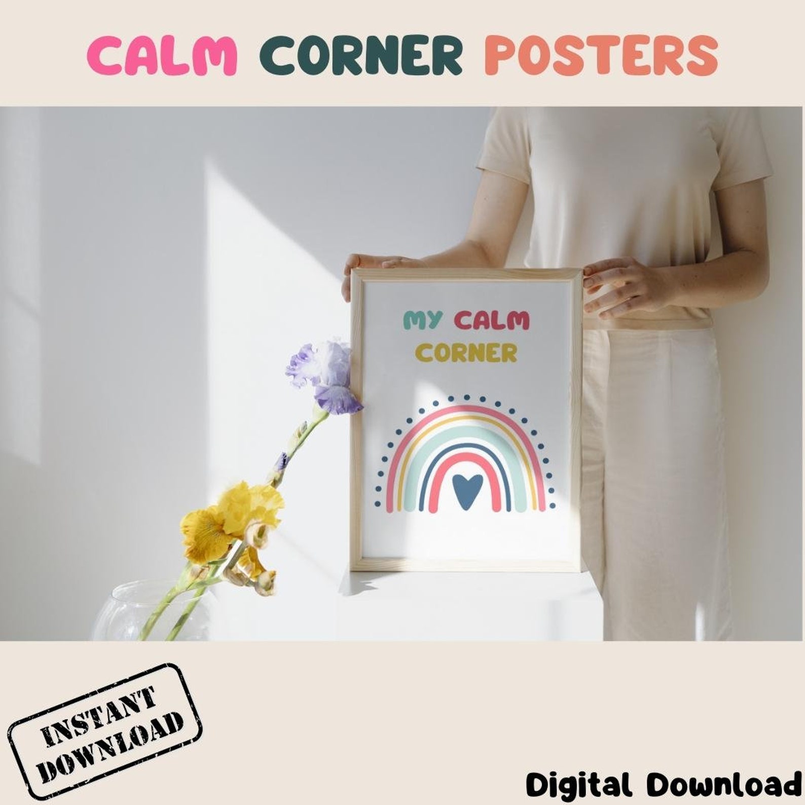 Calm Down Corner Posters Grounding Classroom Calming Technique Kid's ...
