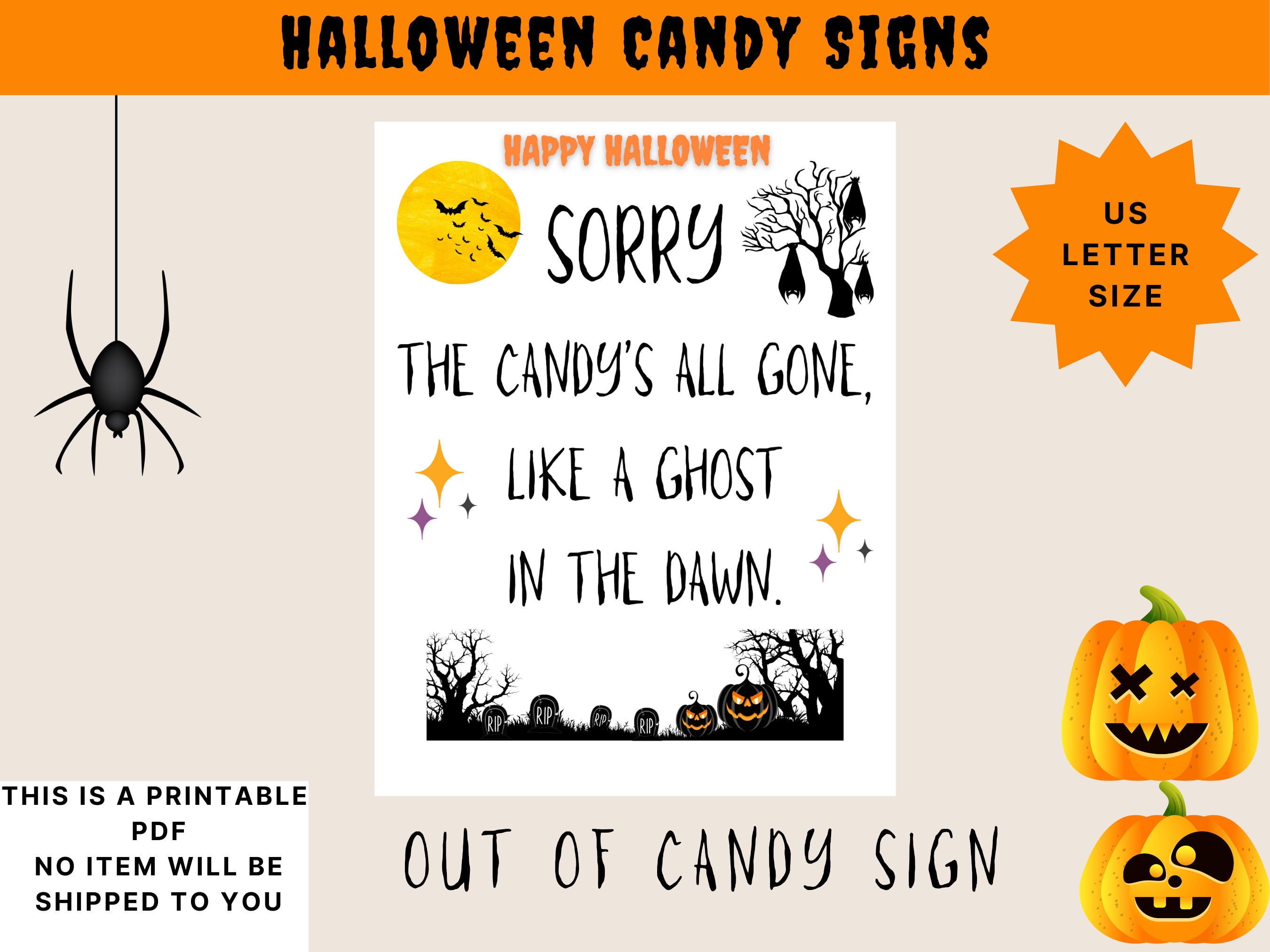 Trick or Treat Sign Halloween Candy Sign Halloween Porch Sign Please ...