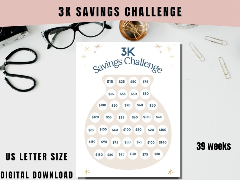 3K Savings Challenge Money Saving Planner Reach Your Financial Goals ...