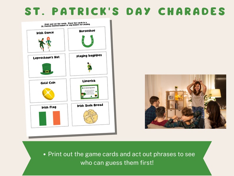 St Patrick Classroom Kids Charades, Leprechaun Game for Festive Fun ...