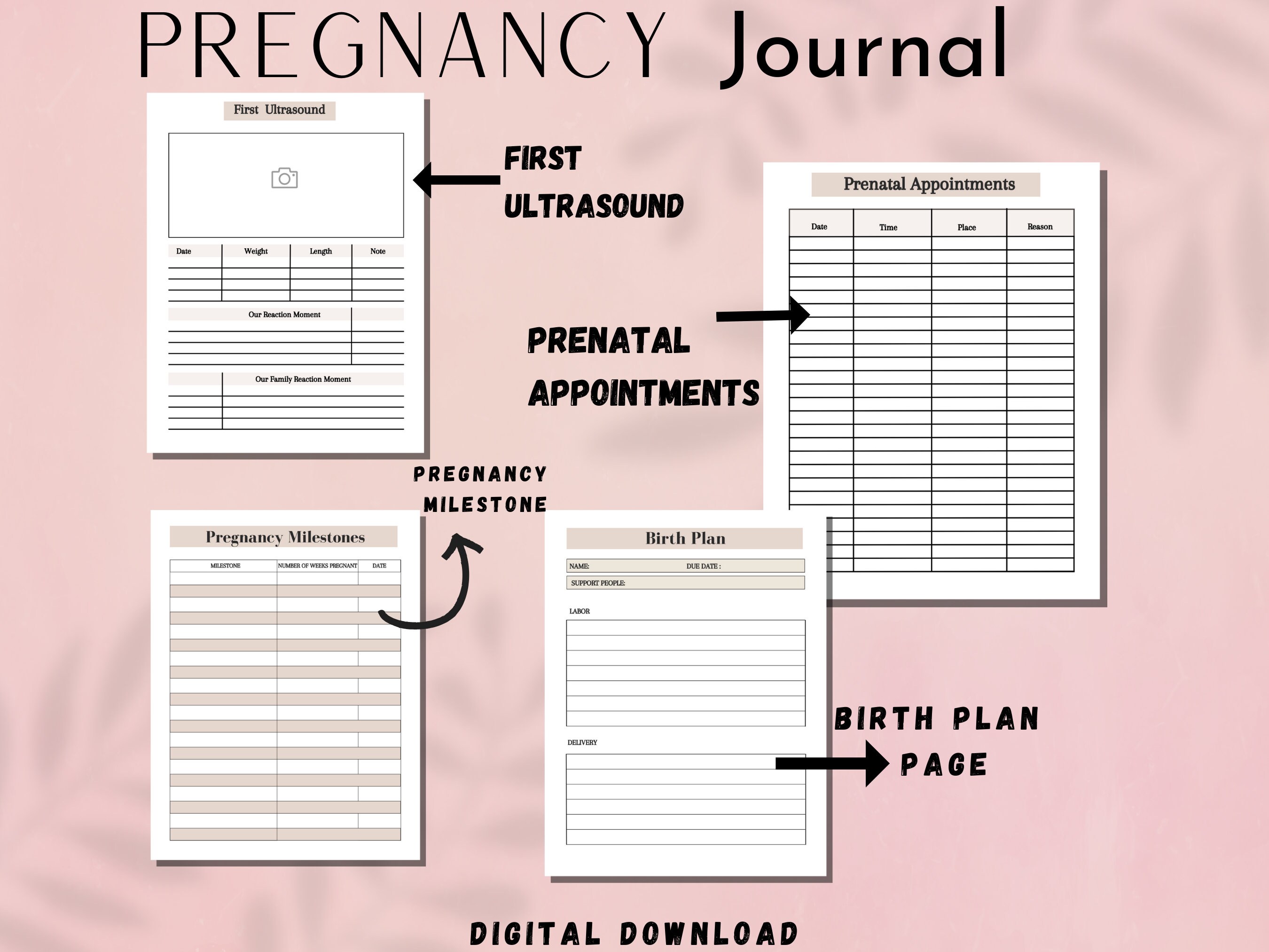 Pregnancy Journal Planner for Moms, Weekly Tracker Gift for Expecting ...