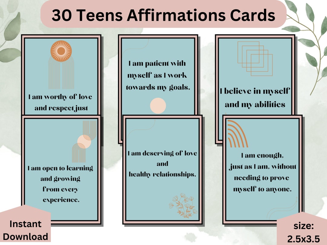 Back to School Daily Affirmations Cards for Teens Boost - Etsy