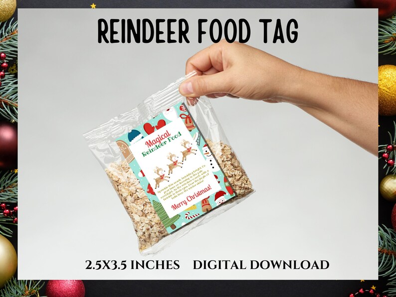 Magic Reindeer Food Tag Reindeer Food Labels Christmas Eve Tradition ...